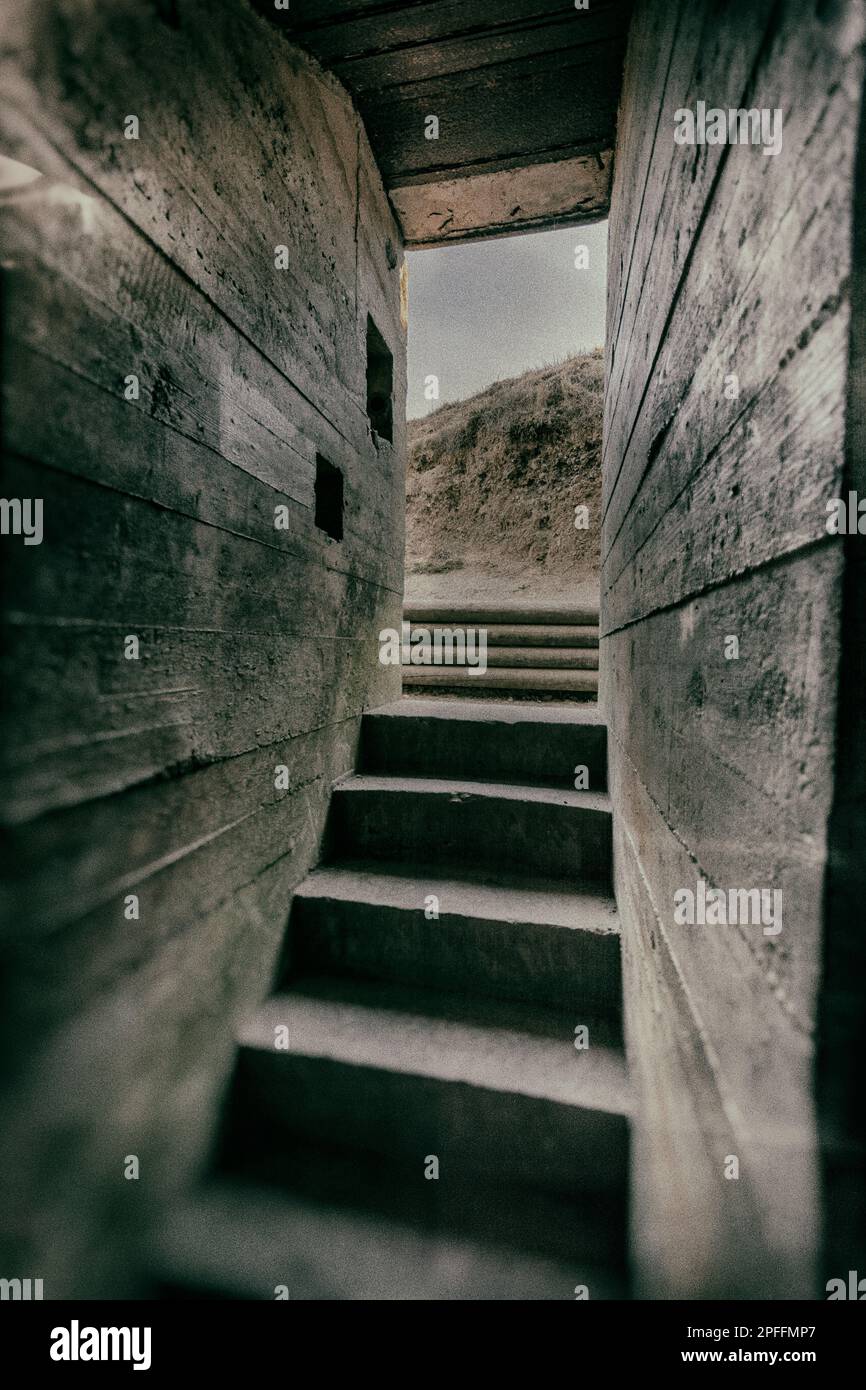 Surviving bunker at the Pointe du Hoc. Coast of Normandy, between Utah ...