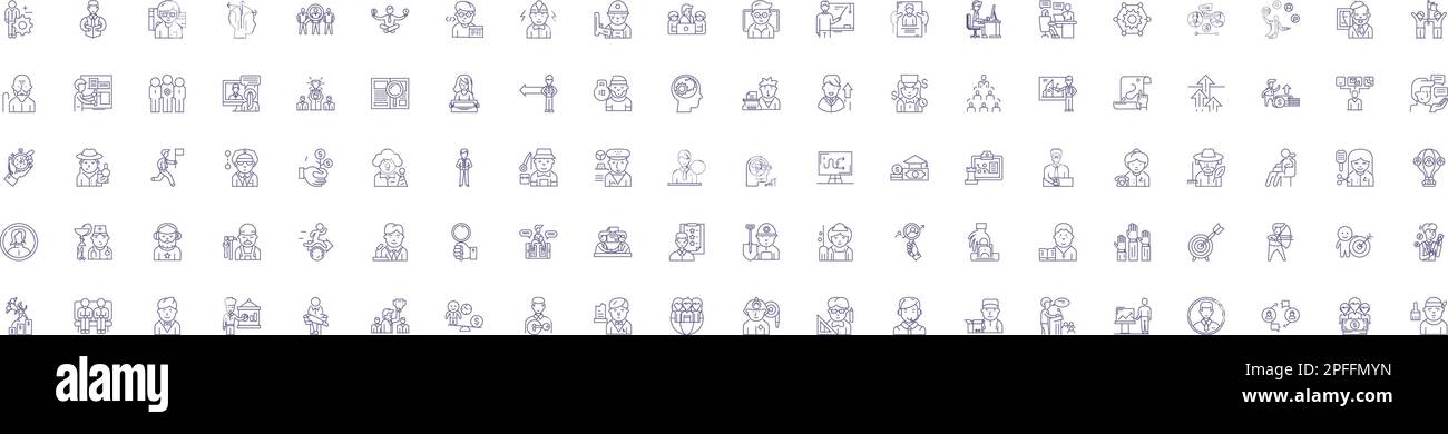 Career and occupation line icons signs set. Design collection of Job ...
