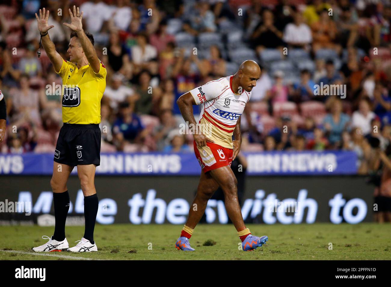Felise Kaufusi of the Dolphins is sent for 10 minutes in the bin during ...