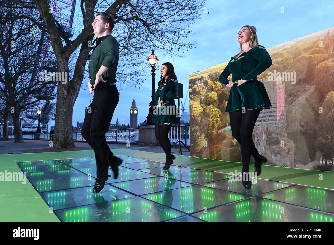 EDITORIAL USE ONLY Irish dancers perform on Tourism Ireland's 'greenest ...