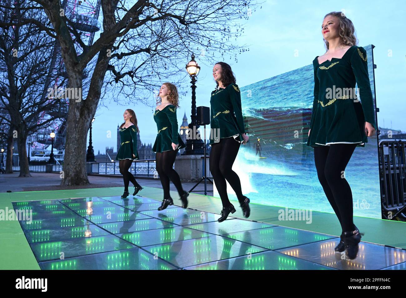EDITORIAL USE ONLY Irish dancers perform on Tourism Ireland's 'greenest ...