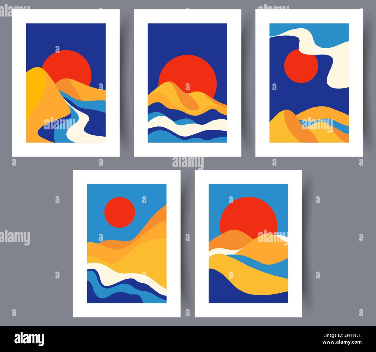 Landscape sunset pictorial sun wall art print Stock Vector Image & Art ...