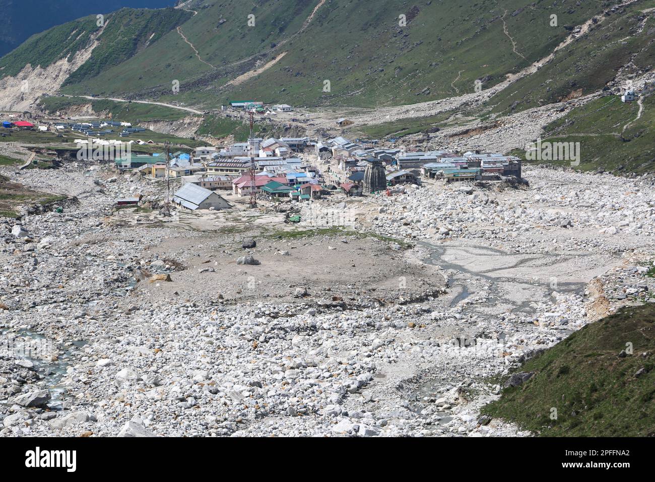Kedarnath temple aerial view after Kedarnath Disaster 2013. Kedarnath ...