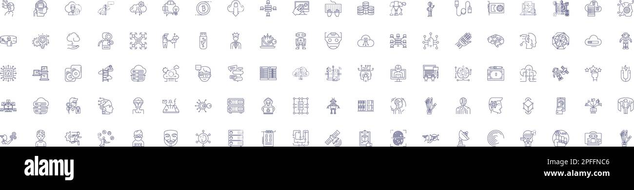 Augmented reality line icons signs set. Design collection of Augmented, Reality, AR, Technology ...