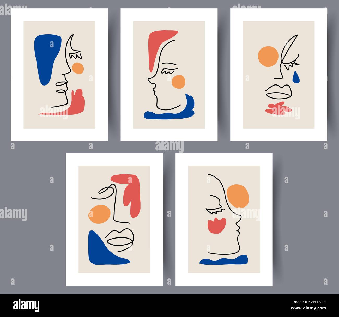 Portrait people aesthetic faces wall art print Stock Vector Image & Art ...