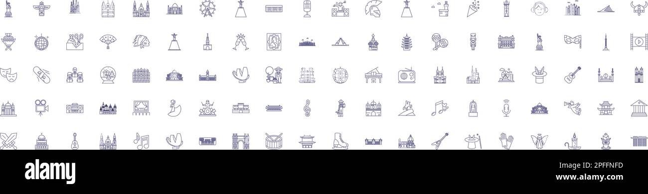 Culture marketing line icons signs set. Design collection of Cultural ...