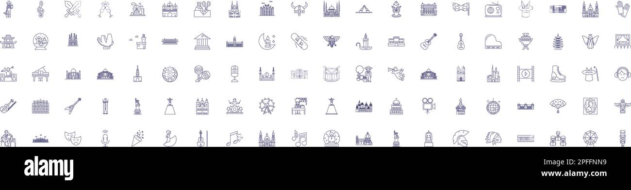 Culture and landmarks line icons signs set. Design collection of ...