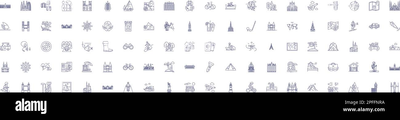 Journey and adventure line icons signs set. Design collection of Voyage ...