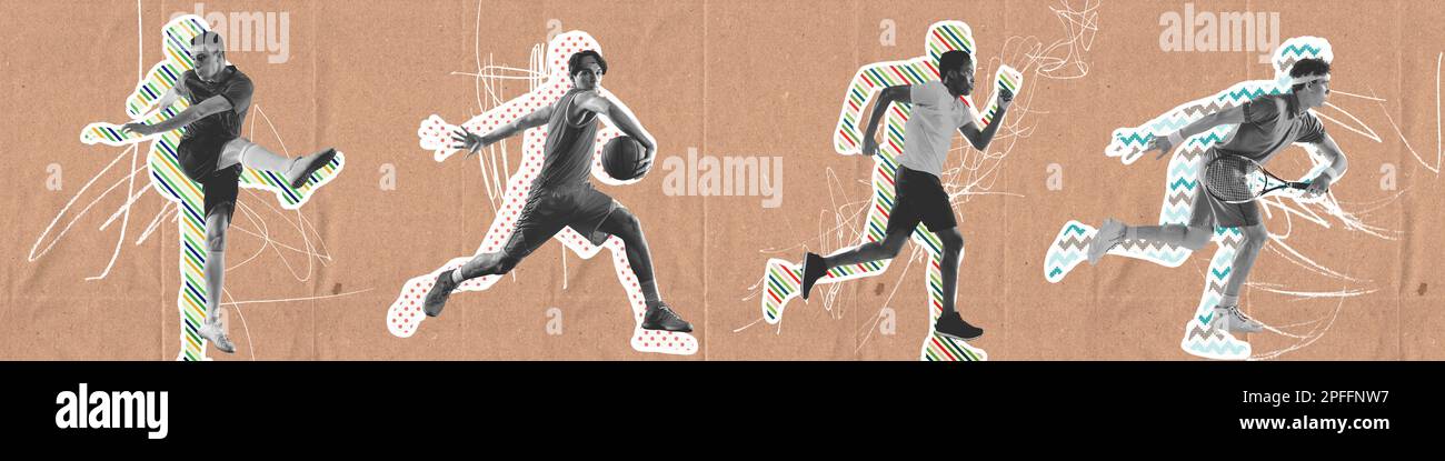 Horizontal retro magazine style poster with portrait of runner ...