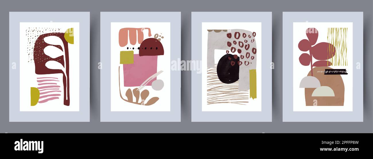Still life scenery scandinavian figures wall art print Stock Vector ...
