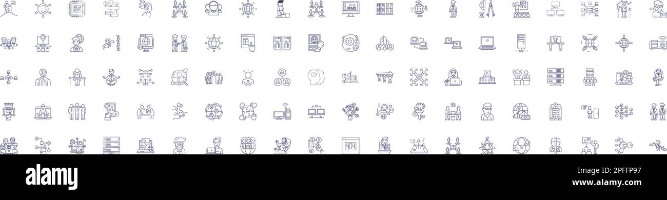 Cross-functional and collaborative teams line icons signs set. Design ... Cross-functional and collaborative teams line icons signs set. Design ...