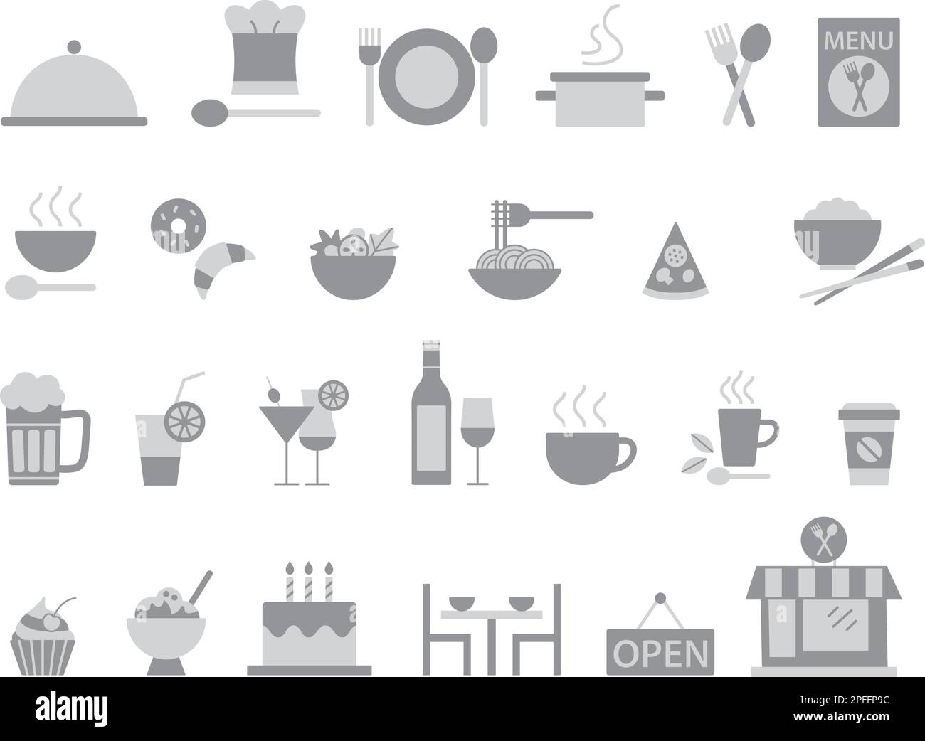 Gray restaurant icons vector set Stock Vector Image & Art - Alamy