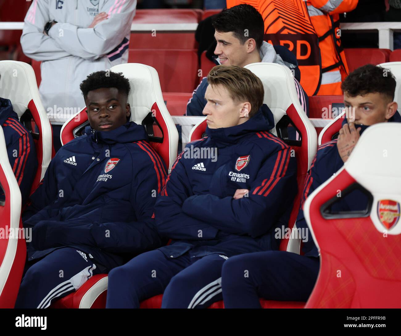 London, UK. 16th Mar, 2023. Bukayo Saka of Arsenal looks on from the ...