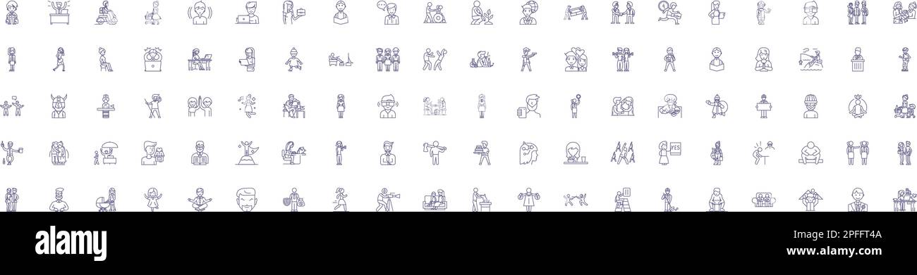 Daily routine line icons signs set. Design collection of Wake, Eat, Work, Study, Exercise, Play ...