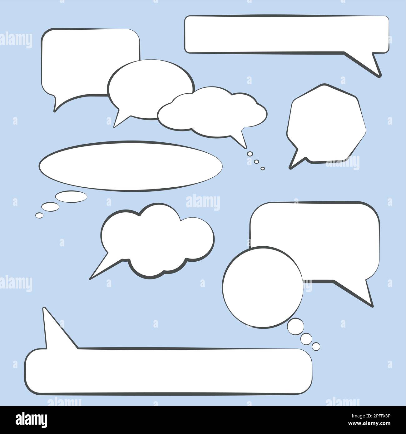 Set stickers of speech bubbles, dialogue boxes for communication or ...