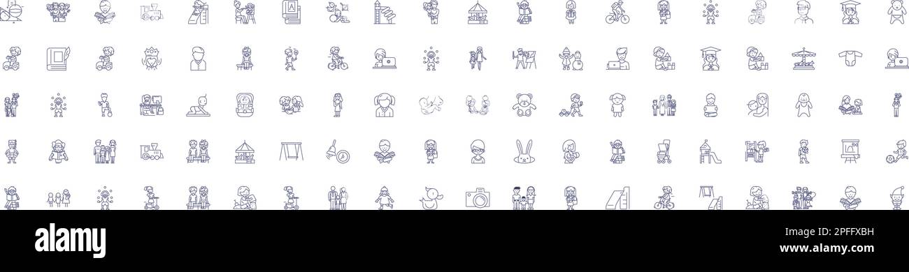 Kids line icons signs set. Design collection of Children, Toddlers ...