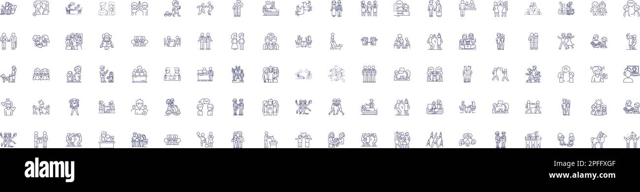 Friendly relations line icons signs set. Design collection of Amicable ...