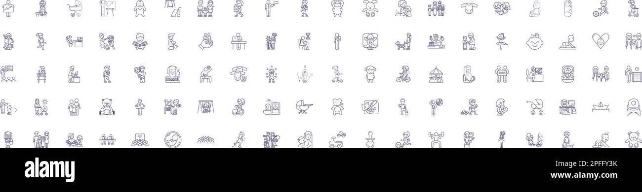 Child psychology line icons signs set. Design collection of Child ...