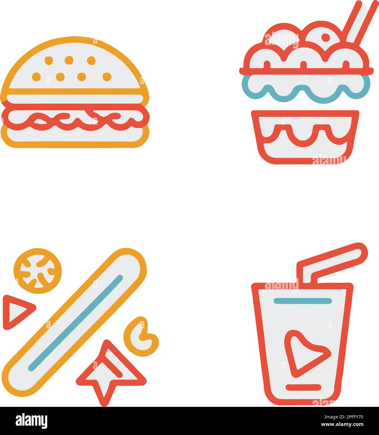 A set of neon icons for a burger and drinks Stock Vector Image & Art ...