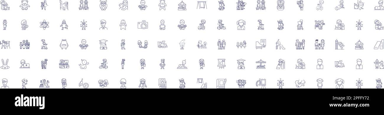 Child development line icons signs set. Design collection of Infant ...