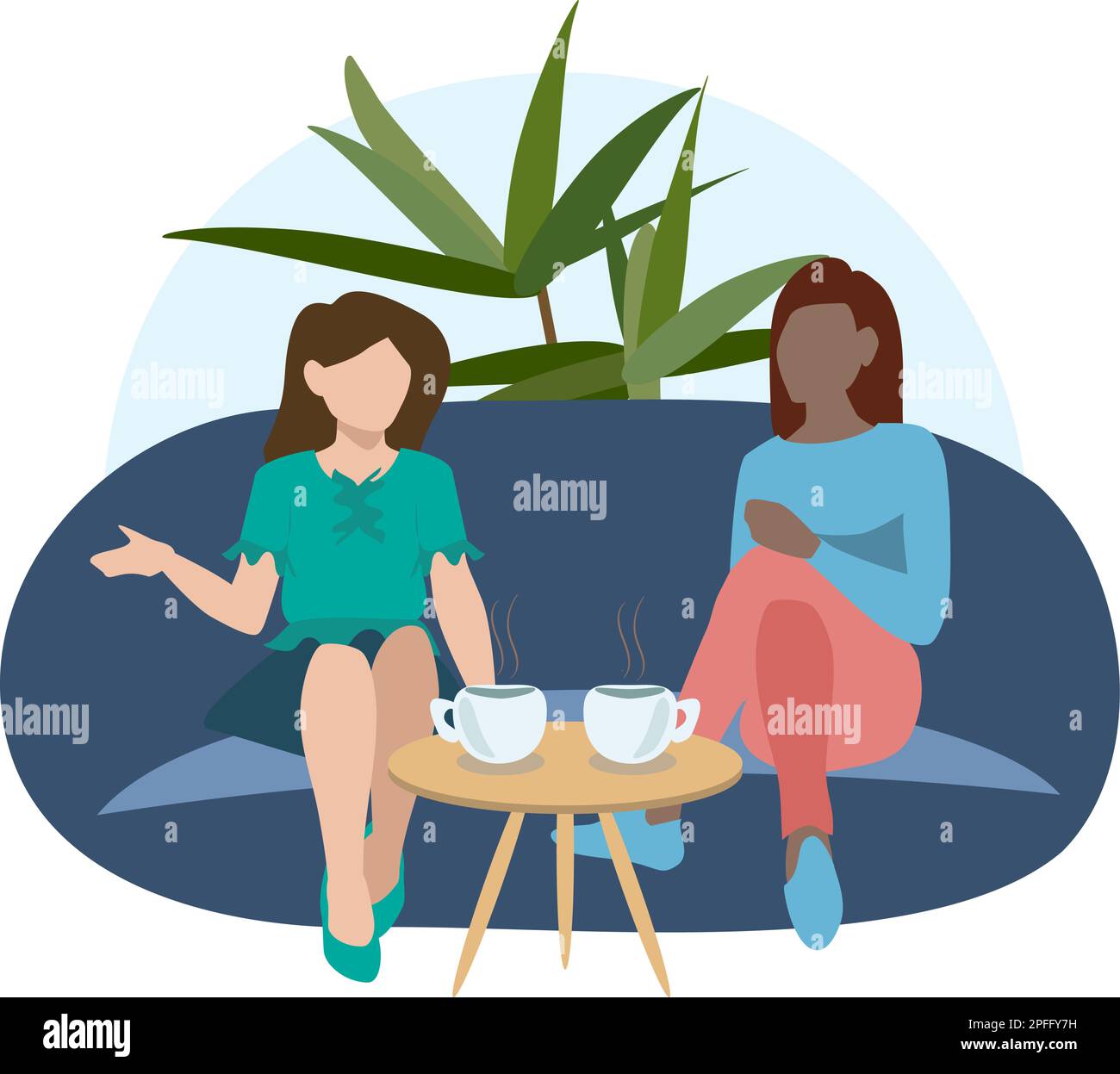 Two happy young women sitting Stock Vector Images - Alamy