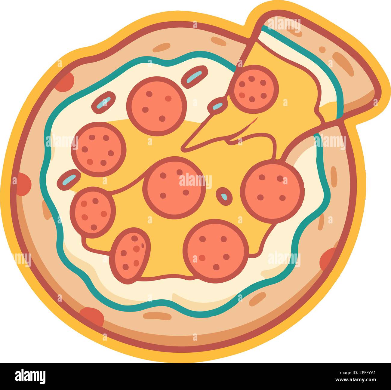 Colorful Pepperoni Pizza Flat Cartoon Illustration Stock Vector Image ...