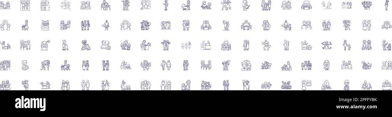 Family line icons signs set. Design collection of Kin, Relatives, Clan ...