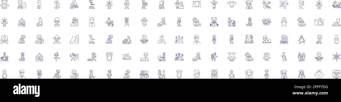 Childhood line icons signs set. Design collection of Infancy, Youth ...