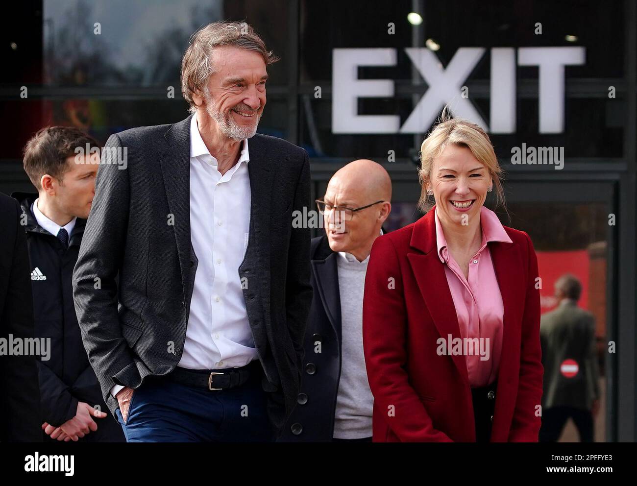Sir Jim Ratcliffe (left) and Sir David Brailsford (centre) at Old ...