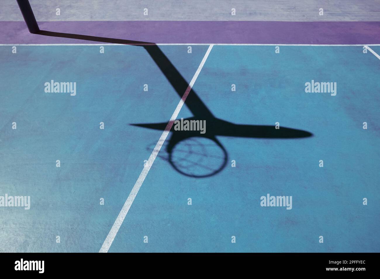 basketball hoop shadow on the basketball court Stock Photo - Alamy