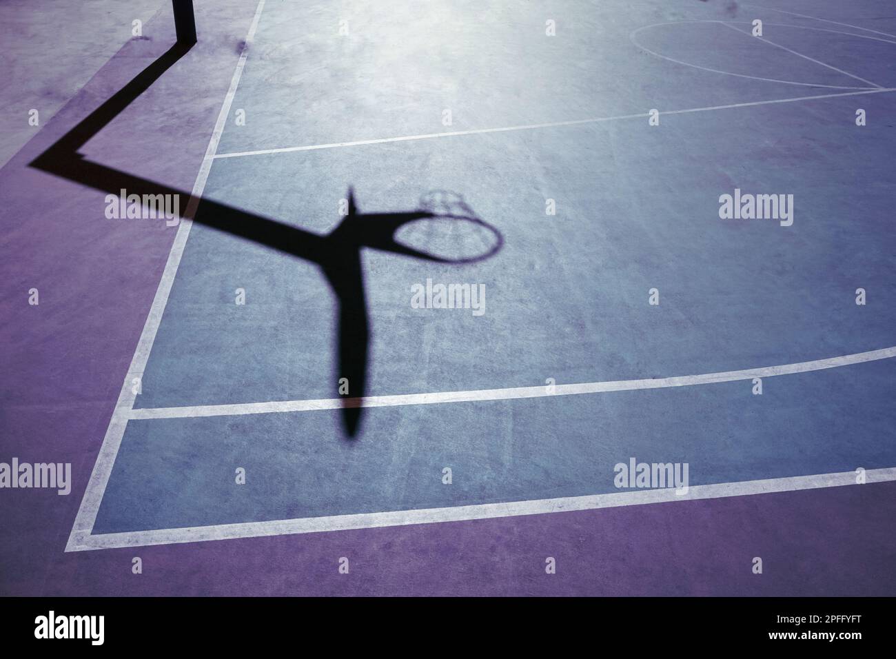 basketball hoop shadow on the basketball court Stock Photo - Alamy