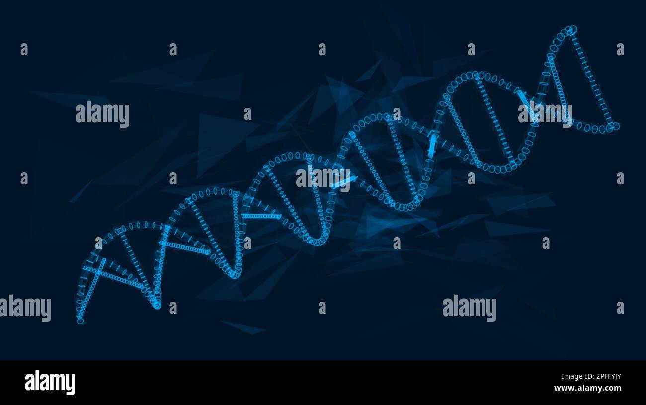 Polygonal DNA. Vector triangles from flying debris. The concept of thin ...