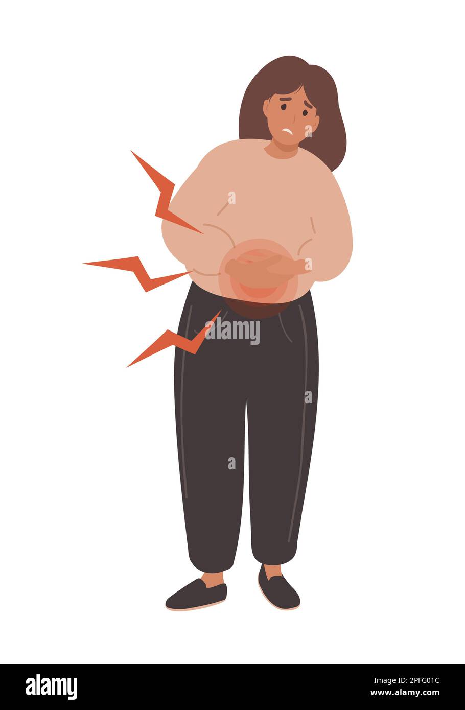 Woman Experiencing Abdominal Pain Cramps Stock Photo - Alamy