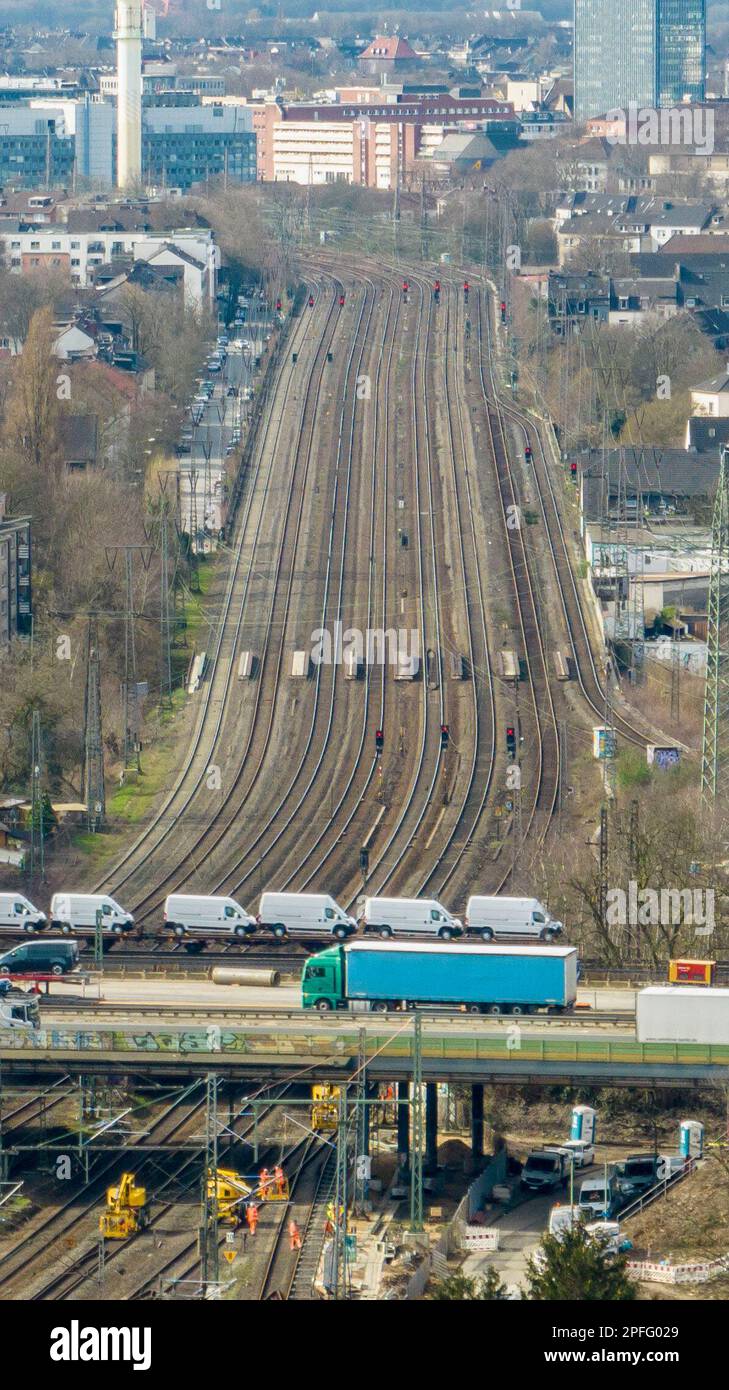 Duisburg, Germany. 17th Mar, 2023. The 8-lane rail line at the ...