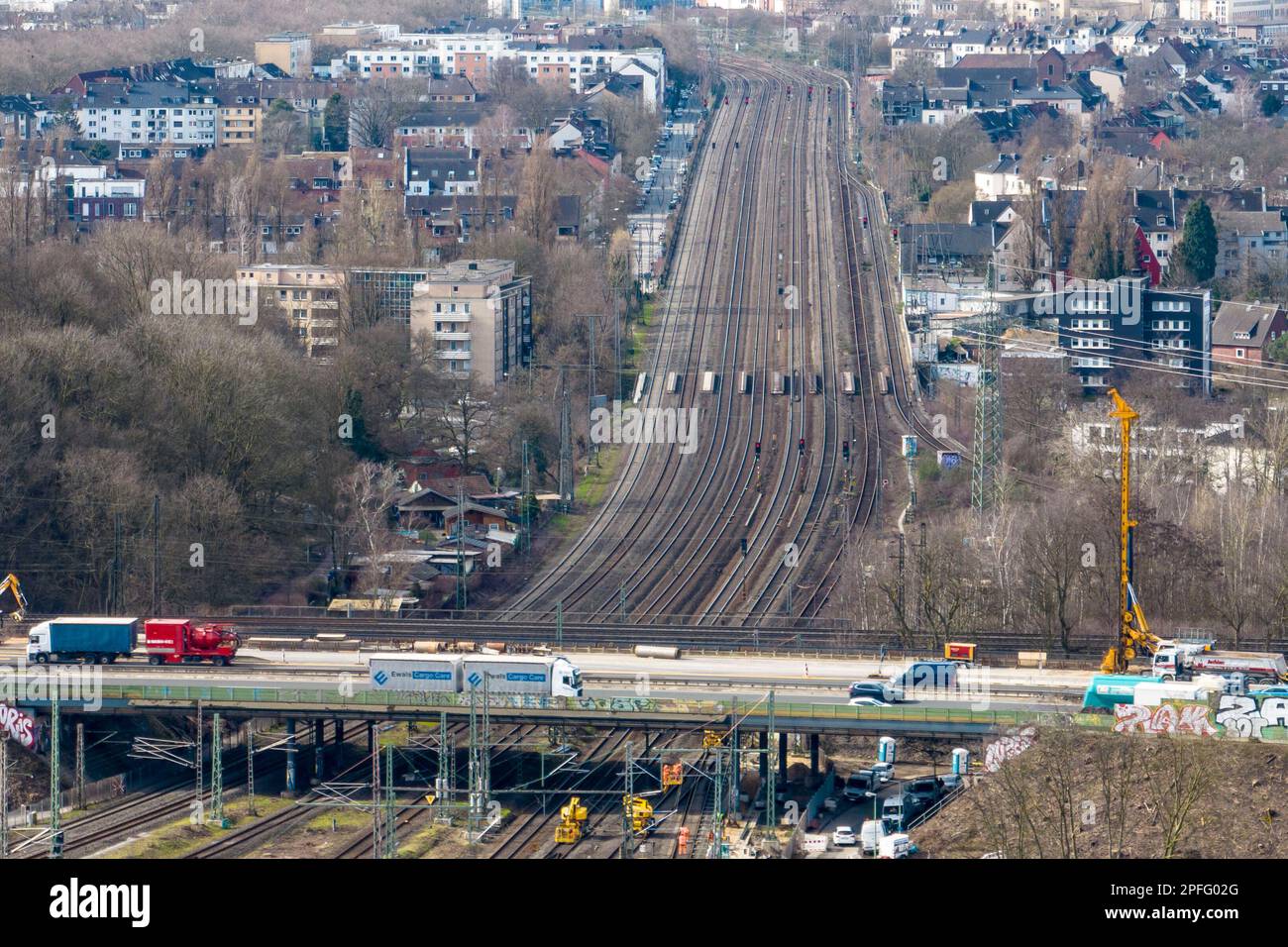 Duisburg, Germany. 17th Mar, 2023. The 8-lane rail line at the ...