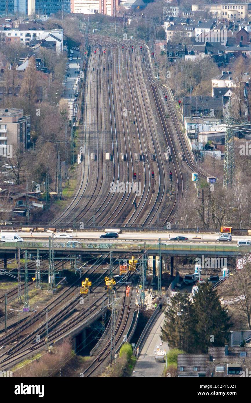 Duisburg, Germany. 17th Mar, 2023. The 8-lane rail line at the ...
