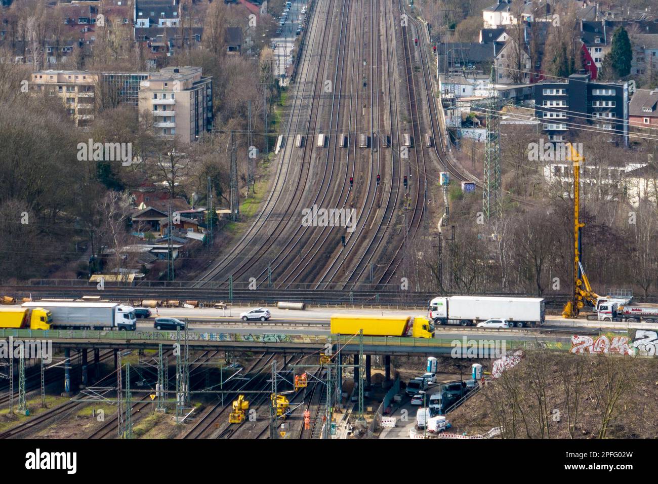 Duisburg, Germany. 17th Mar, 2023. The 8-lane rail line at the ...