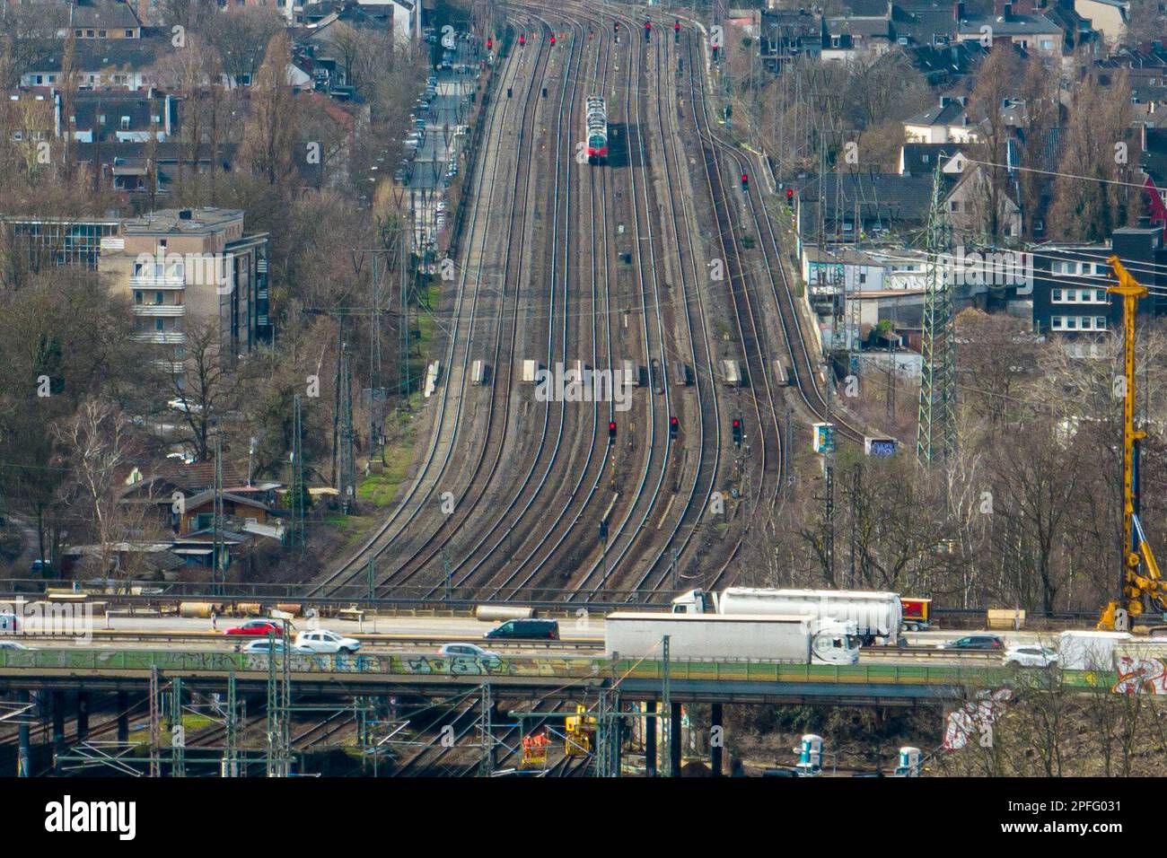 Duisburg, Germany. 17th Mar, 2023. The 8-lane rail line at the ...