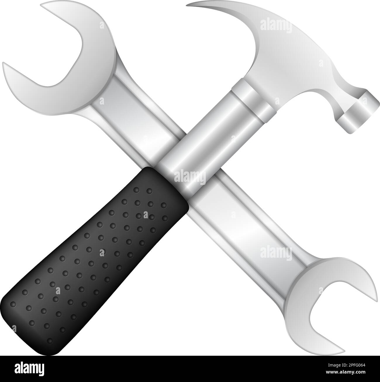 Hammer and wrench on white background, vector eps10 illustration Stock ...