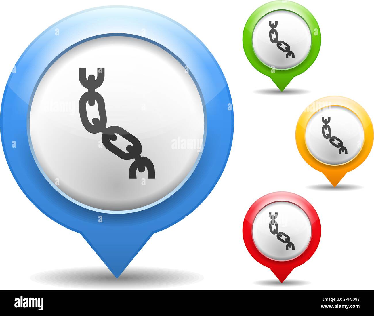 Map Marker With Icon Of A Chain Vector Eps10 Illustration Stock Vector