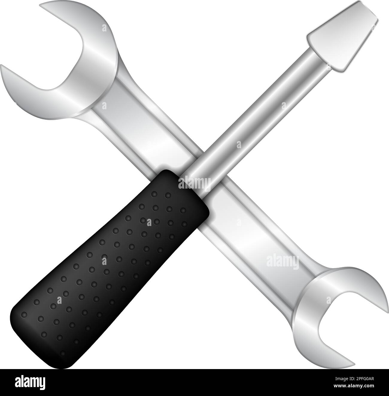 Screwdriver and wrench on white background, vector eps10 illustration ...