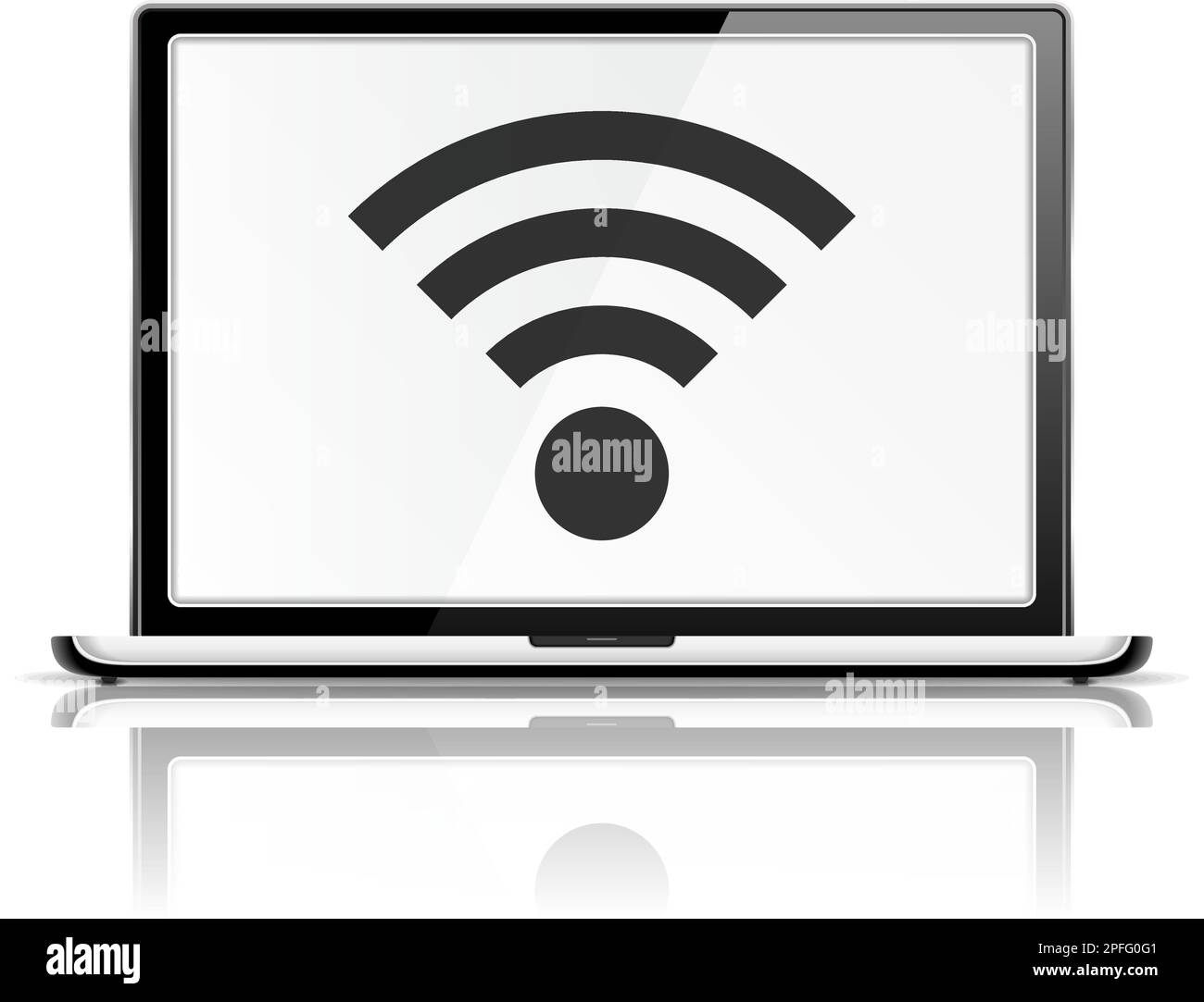 Wi-Fi icon on the screen of laptop, vector eps10 illustration Stock ...