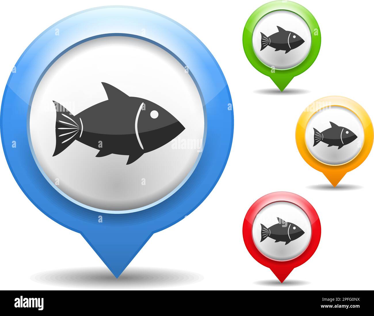 Map marker with icon of a fish, vector eps10 illustration Stock Vector ...