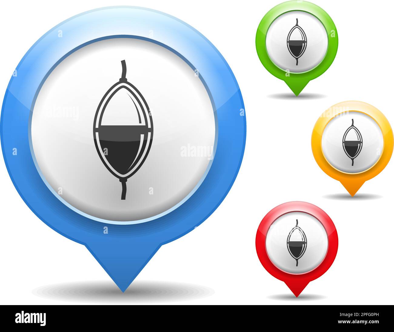 Map marker with icon of a fishing float, vector eps10 illustration ...