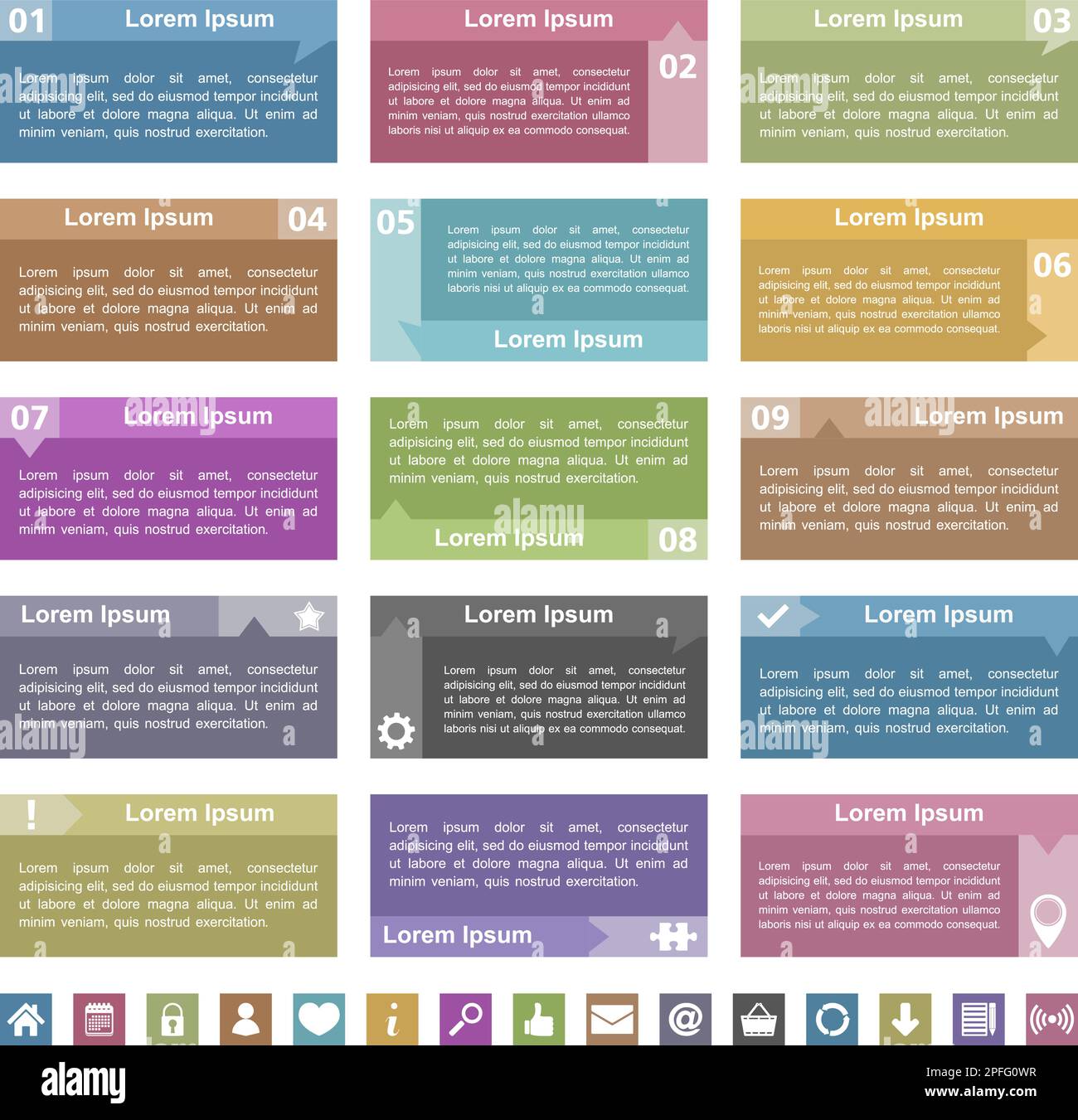 Set of design elements for numbers (icons), title and text, vector ...