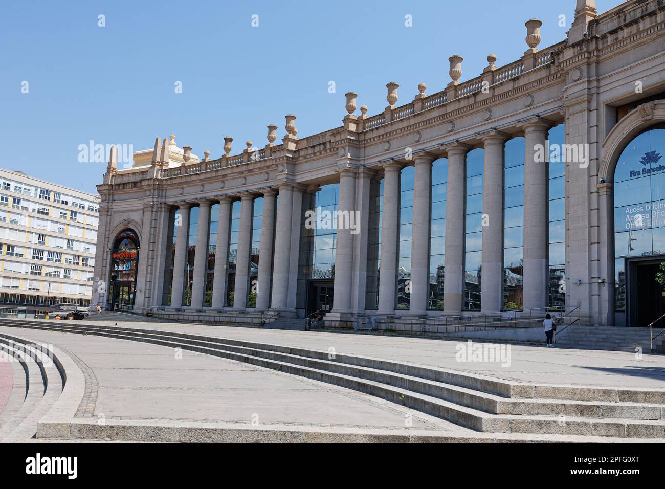 Barcelona Trade Fair Building in Espanya Square, Spain Stock Photo - Alamy