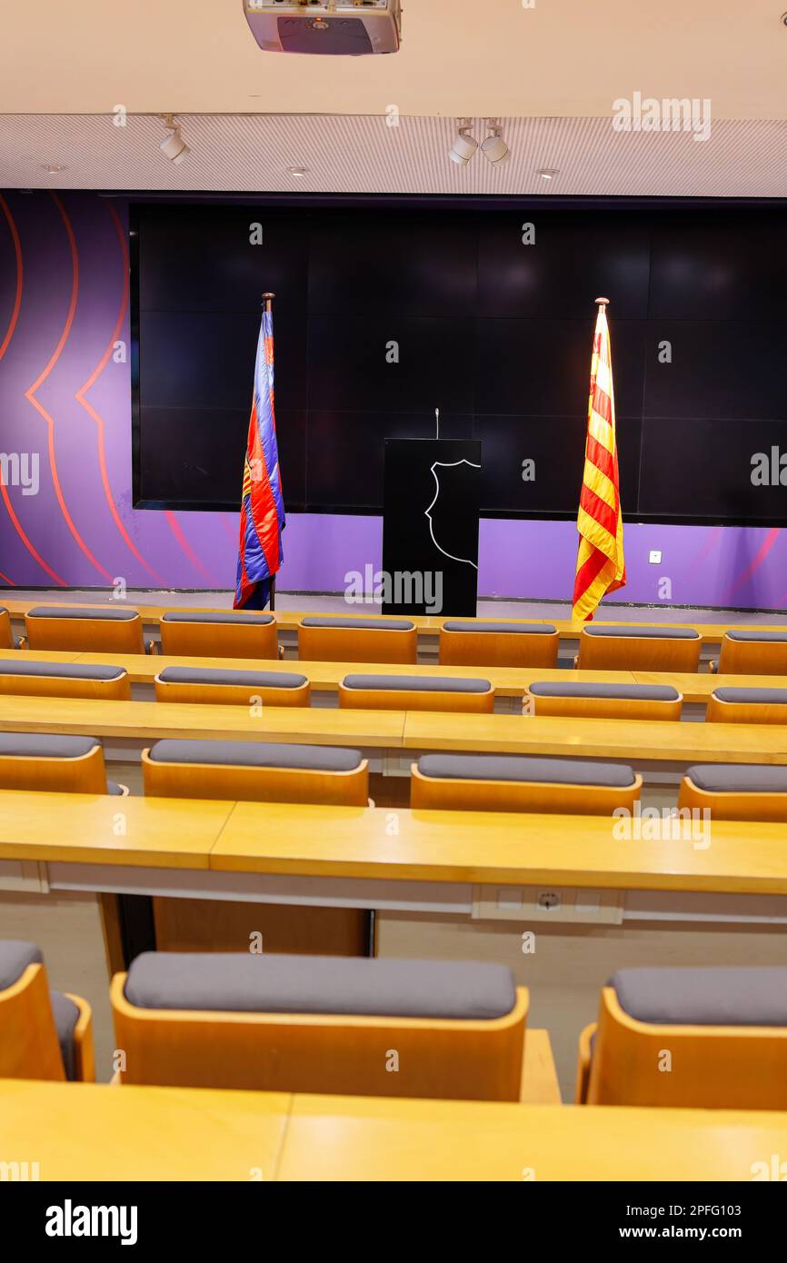 Barcelona Football Club Video Room inside Soccer Stadium, Camp Nou ...