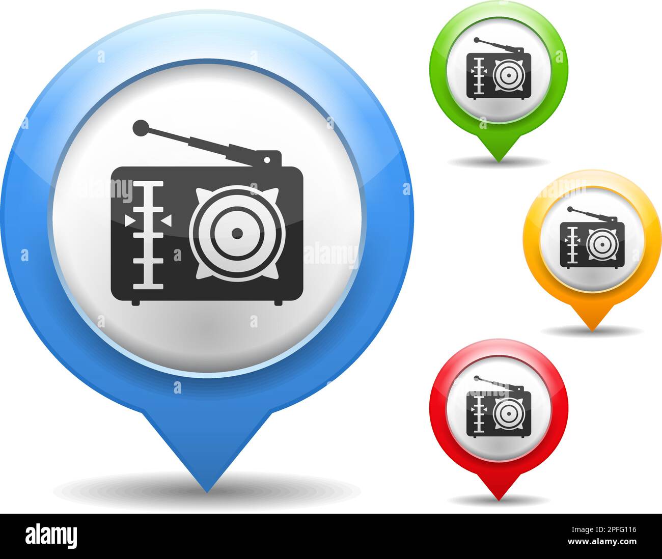 Map marker with icon of a radio, vector eps10 illustration Stock Vector ...