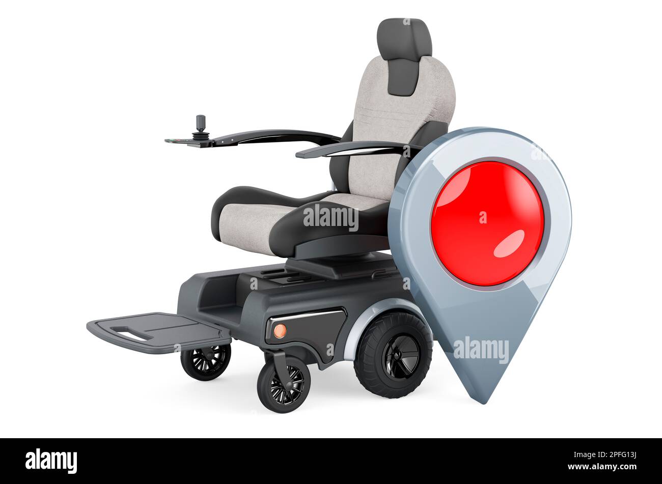 Motorized Power Chair with map pointer. 3D rendering isolated on white ...
