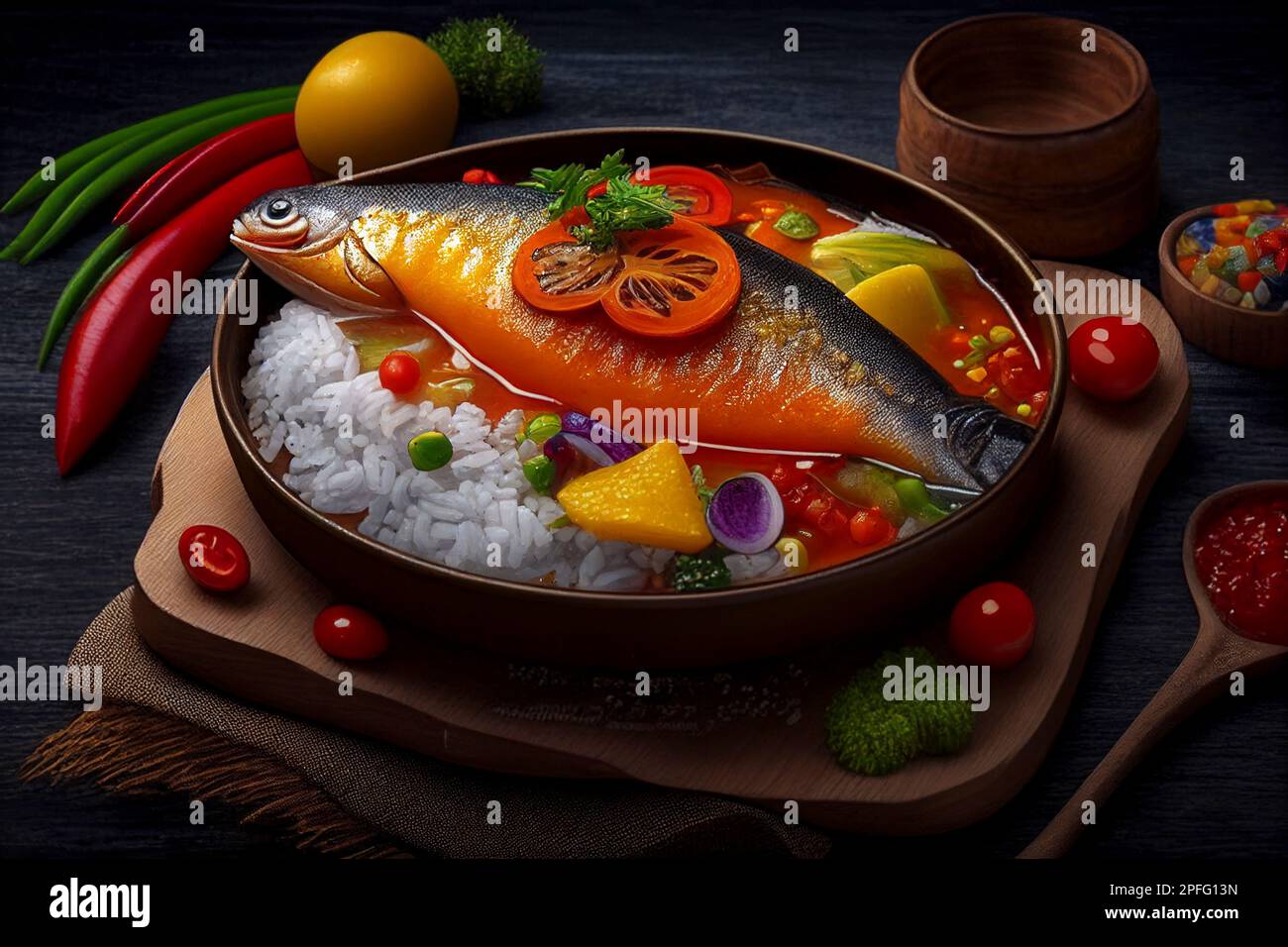 Halibut and rice bowl hi-res stock photography and images - Alamy